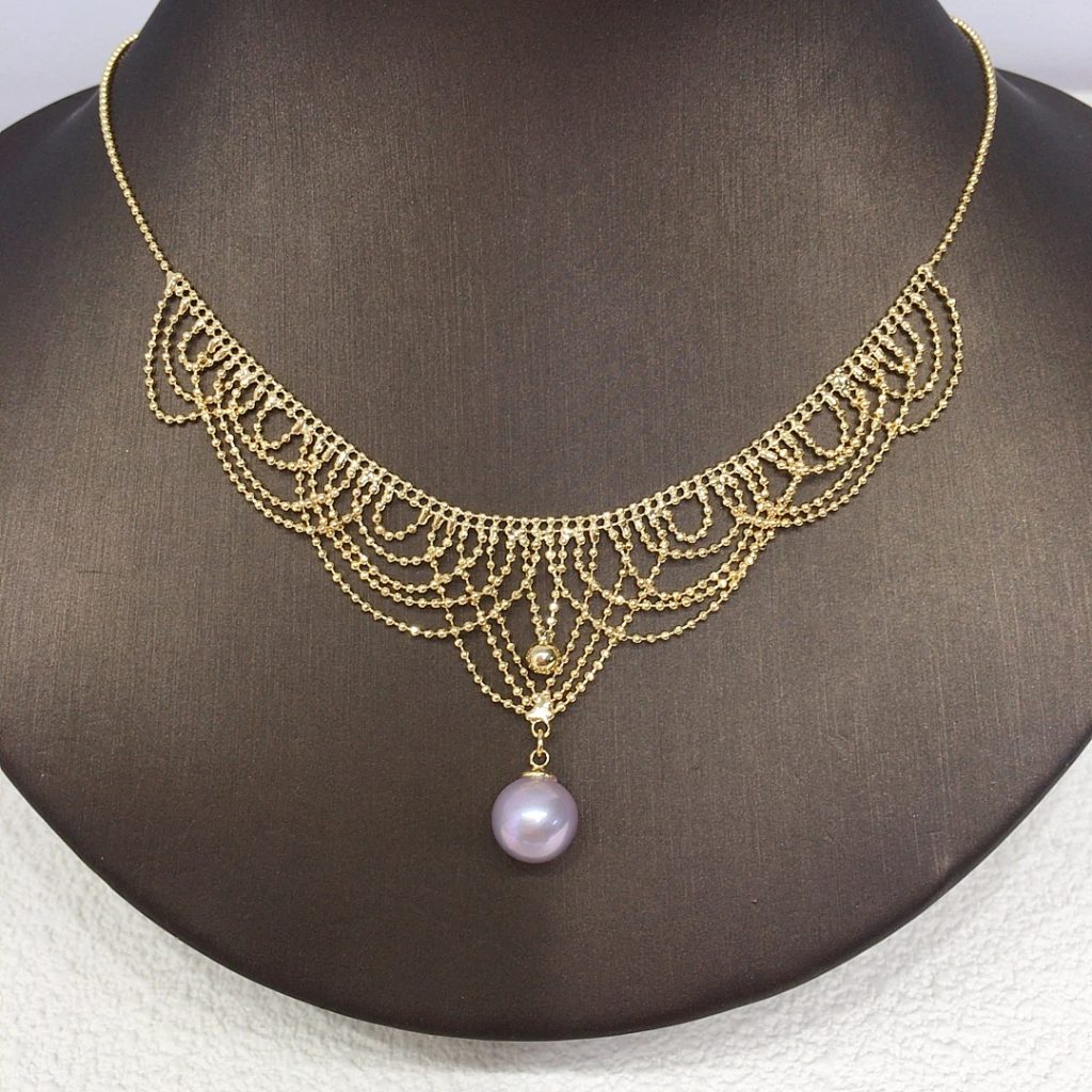 Retro Lace Multi-Layer High-End Feel Bean Chain Purple Edison Pearl ...